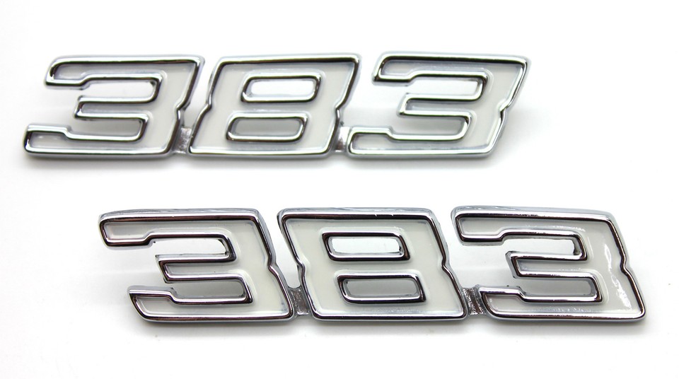 NEW 383 Front Fender Emblem Set White Trim / For 1970-1972 CHEVY A & B ...