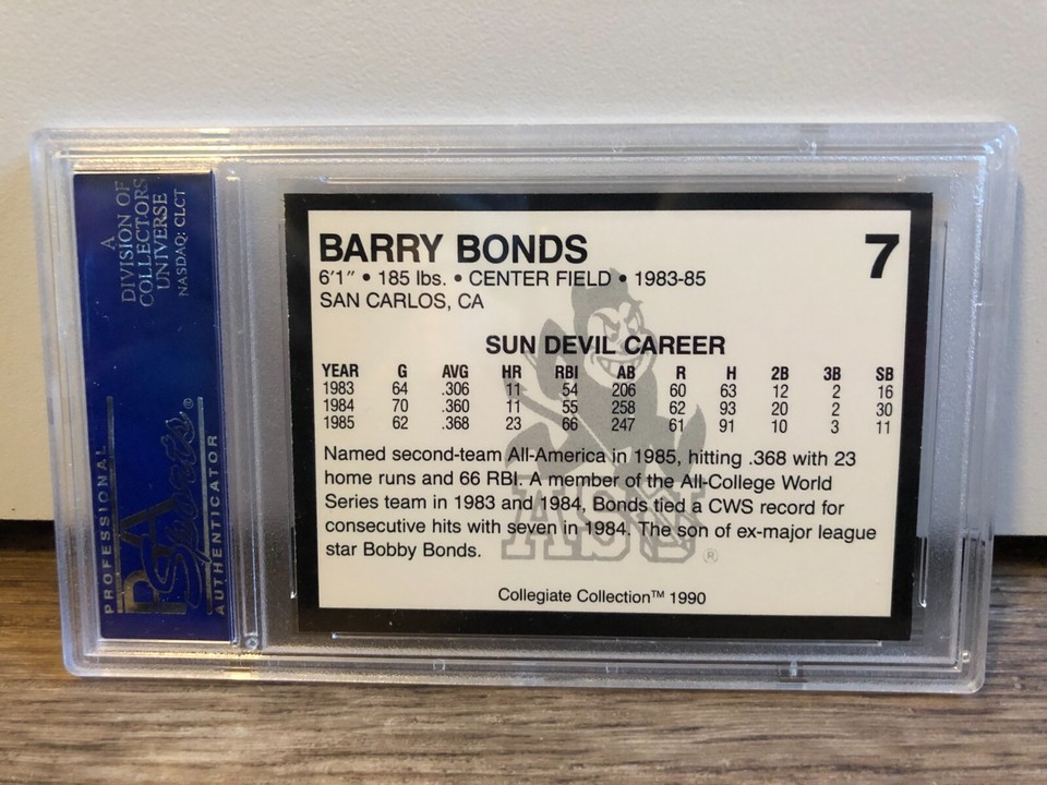 1990 Arizona State Barry Bonds Collegiate Collection #7 PSA MINT 9 | eBay