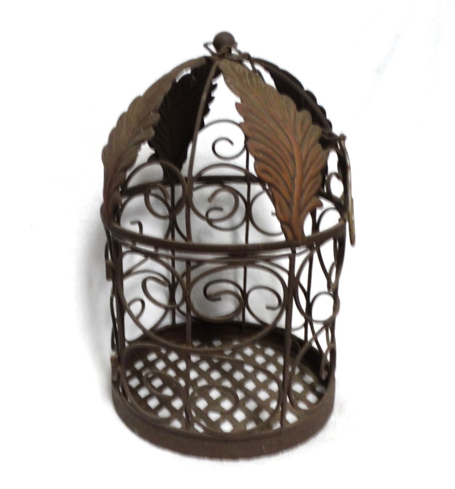 SALE--Vintage Domed Metal-Hinged Bird Cage-Hanging or Standing-Scroll ...