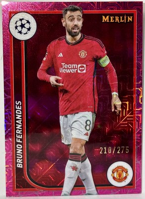 BRUNO FERNANDES #/275 PINK MOJO ** 2023-24 TOPPS Chrome Merlin UEFA MAN ...