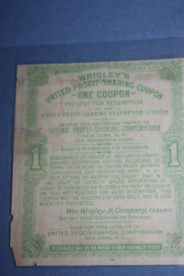 VINTAGE 'WRIGLEY'S" DOUBLEMINT CHEWING GUM WRAPPER -UNITED PROFIT ...