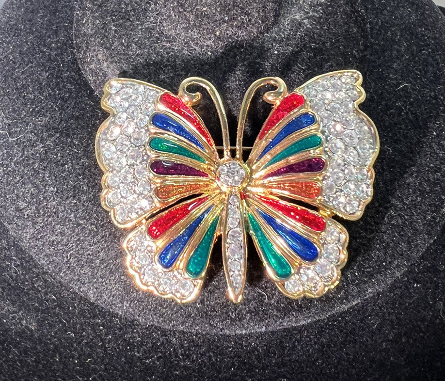 Beautiful Butterfly Insect Bug Pave Crystal RS Colorf… - Gem
