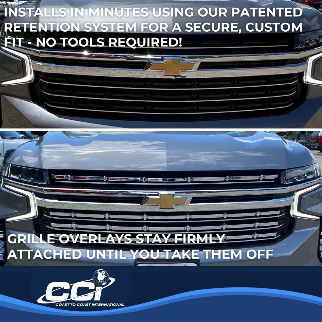 Chrome Grille Overlay FITS 2021-2024 Chevy Tahoe LT RST Premier w/o ...