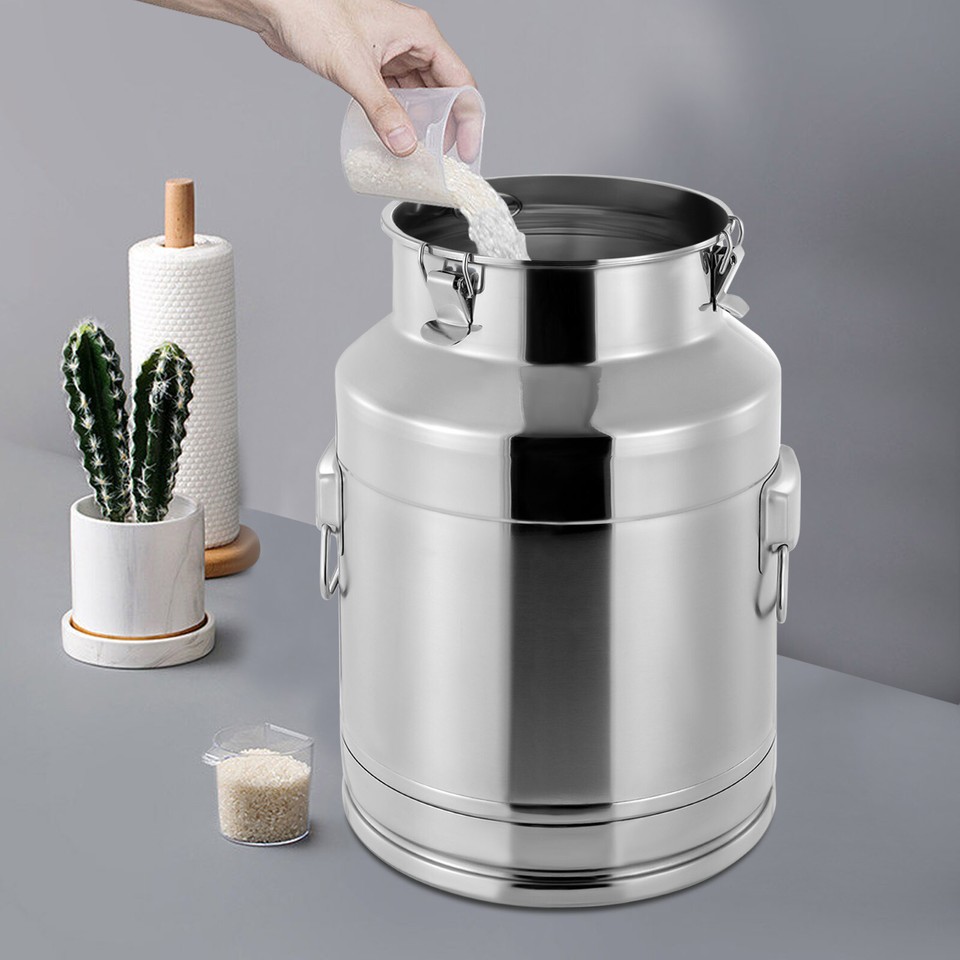 28L/35L Stainless Steel Milk Can Wine Pail Bucket Jug Oil Storage Tank ...