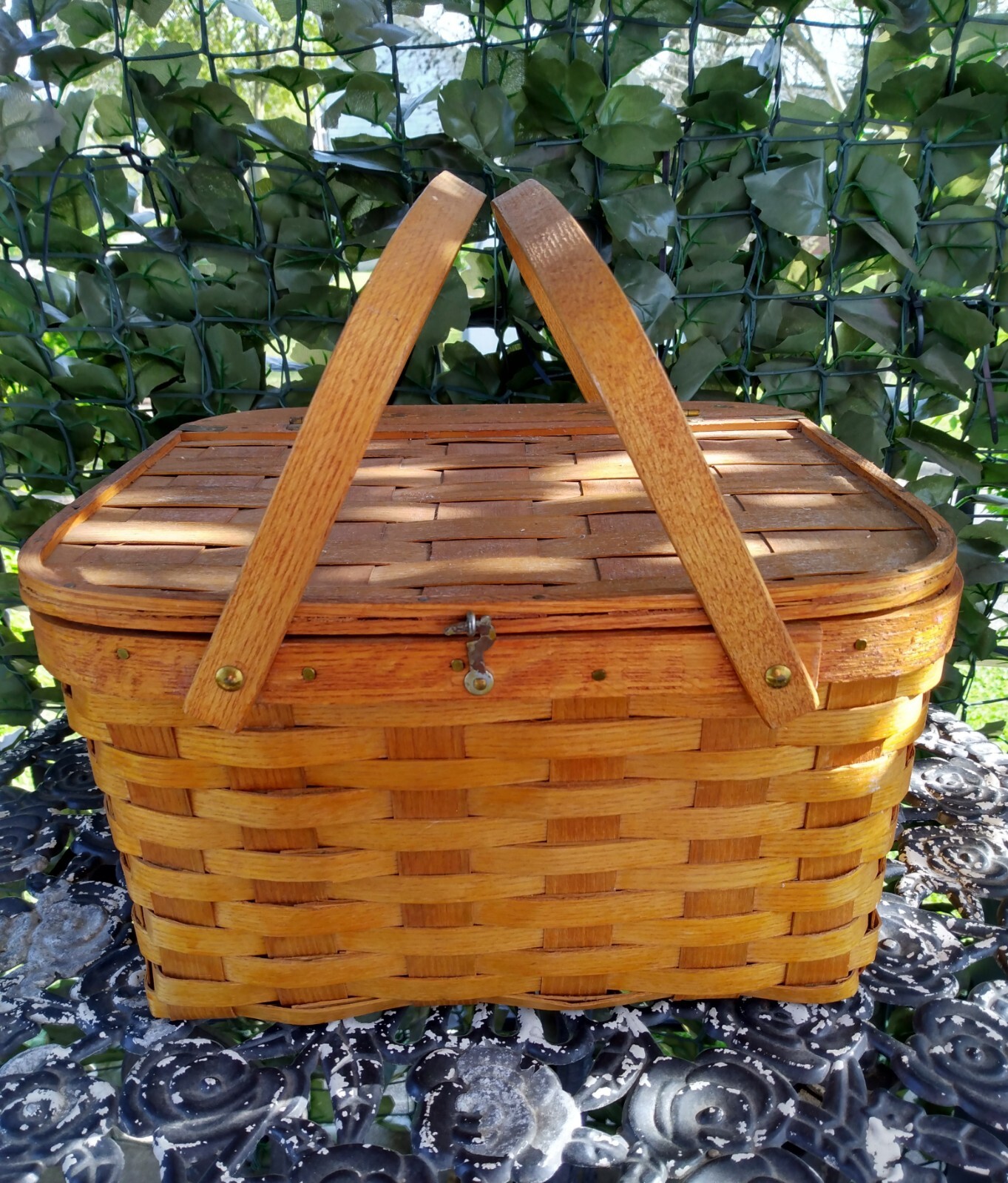 Vintage Rindge Pie Basket Hinge Lid Swivel Handles Mushroom Design New ...