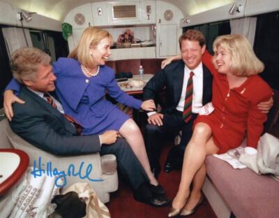 Hillary Clinton Signed Autograph 11x14 Photo Campaigning President Bill ...