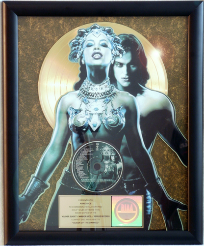 AALIYAH RIAA RECORD AWARD GOLD "QUEEN OF THE DAMNED" LESTAT, ANNE RICE ...