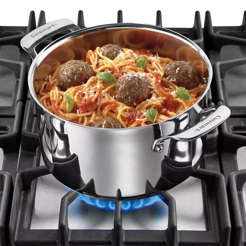 Cuisinart Classic 5.75qt Stainless Steel Pasta Pot w/Straining Cover ...