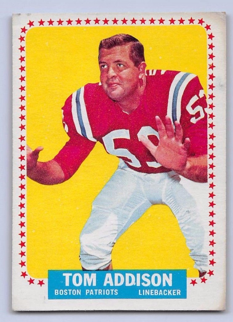1964 TOM ADDISON - Topps "SHORT PRINT" Football Card - # 1 - BOSTON ...
