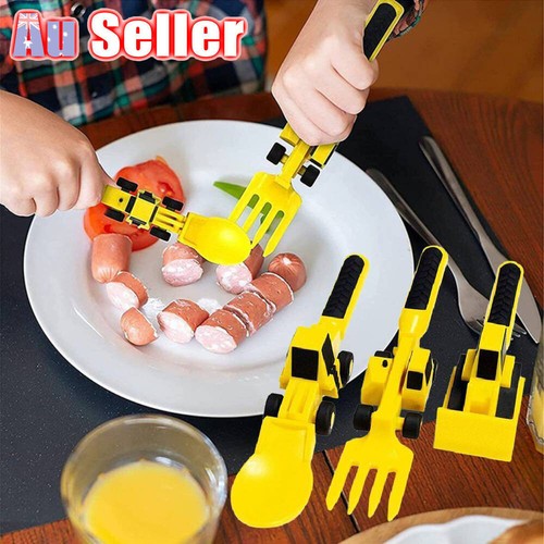 Dinneractive Utensil Eating Set for Kids – Construction Themed Spoon ...