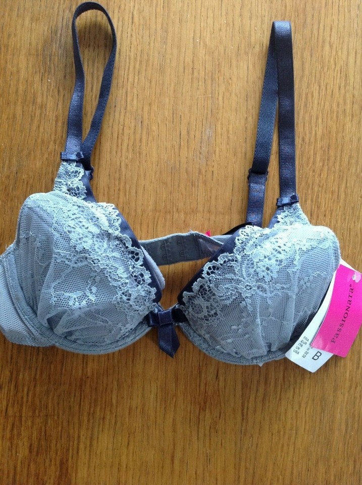 BRA SIZE 32B PASSIONATA UNDERWIRED PADDED BLUE WITH LACE NAVY STRAPS ...