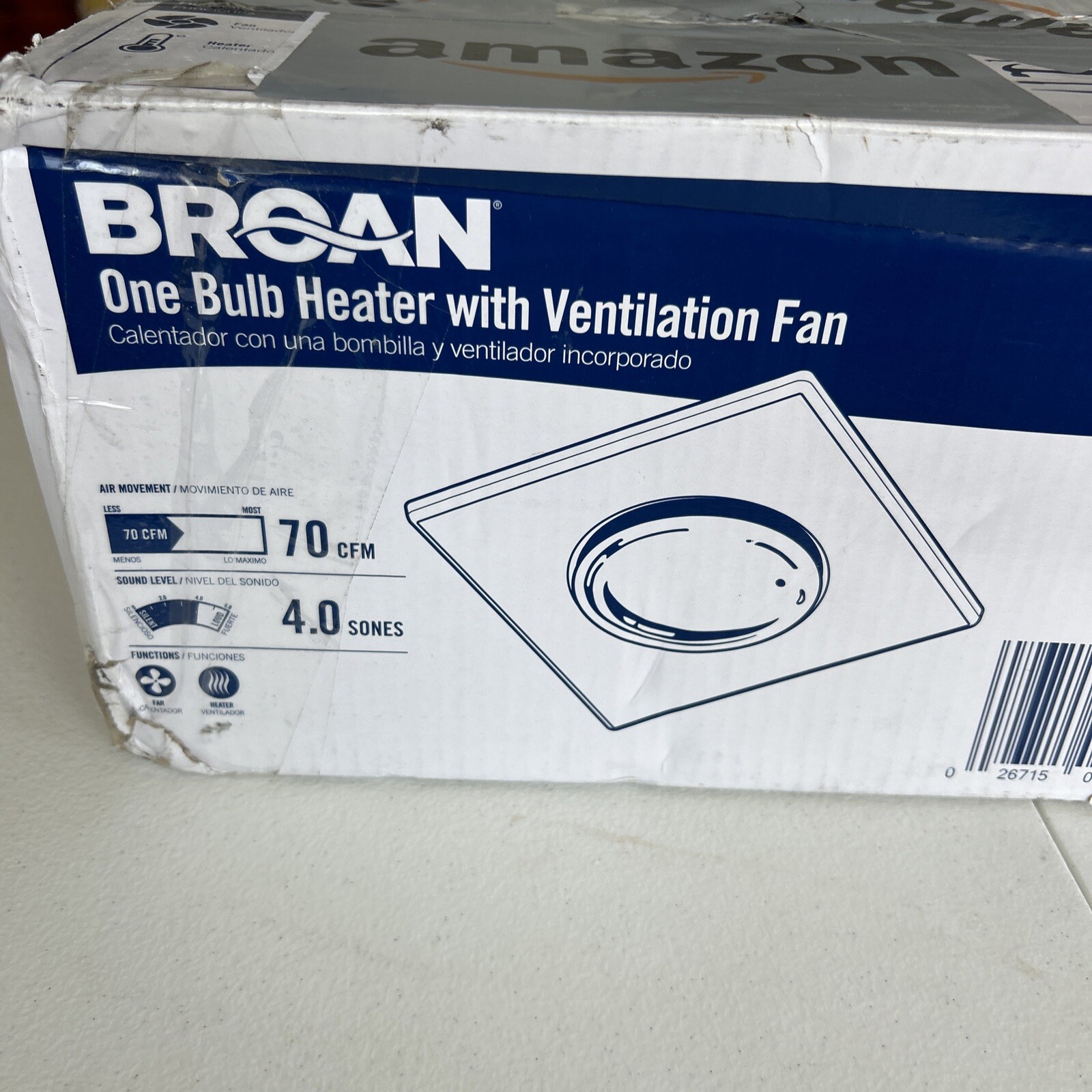 Broan Bathroom Ceiling Fan Steel 50W 120V AC 4" Duct Diameter 162 ...