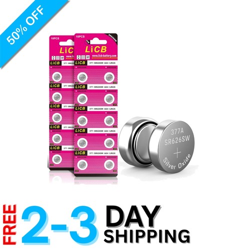 Rechargeable 20 Pack SR626SW Button Cell Batteries - Ideal for Watches ...