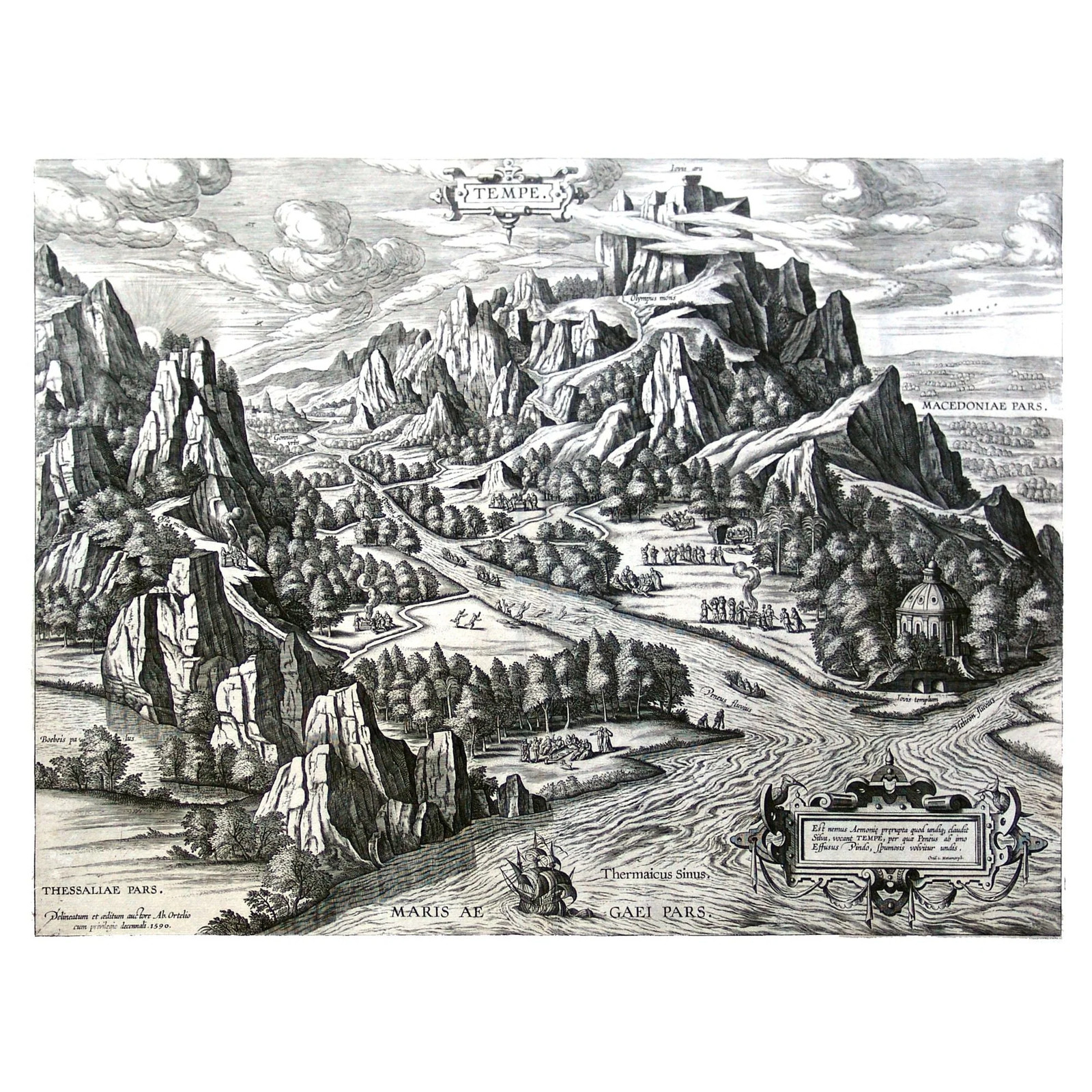 Historic Map - Vale of Tempe Greece - Ortelius 1570 - Vintage Wall Art ...