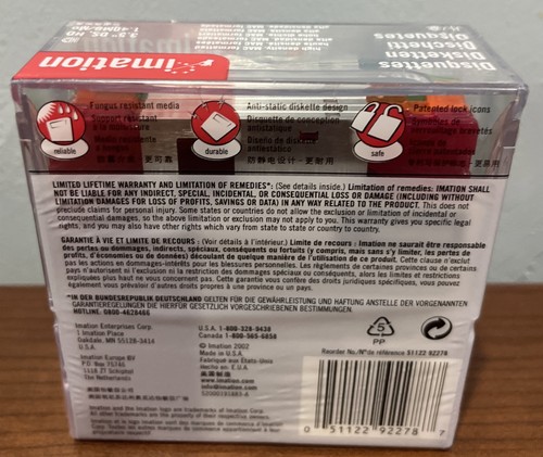 Imation Neon Diskettes 1.44 MB IBM Formatted 2HD Floppy Disks 10 Pack ...