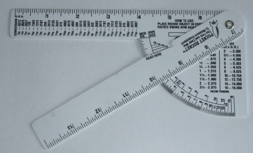 Fractional Pipe Diameter Caliper and Ruler Measures Pipe Sizes Upto 16 ...