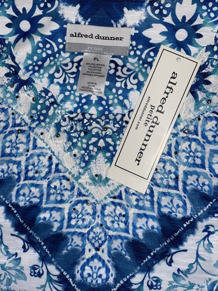 Alfred Dunner CLASSICS Blue Chevron Print Top Size PL NWT | eBay