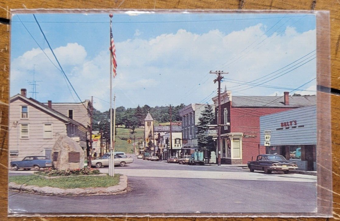 Dushore PA Vintage 1960s Postcard Main Street and Korean War Memorial ...
