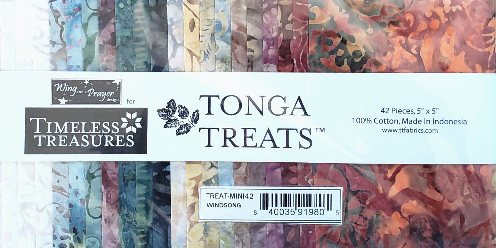 WINDSONG Batiks Tonga Treats from Timeless Treasures - (42) 5" batik ...
