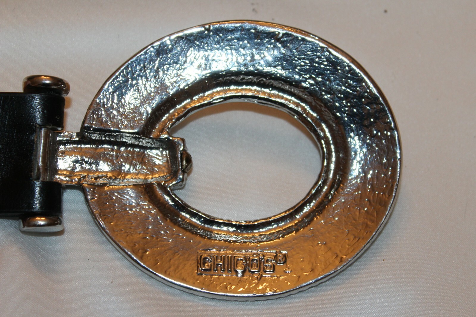 CHICO'S Womens Adjustable Hammered Silvertone Concho Black Slouch Belt ...