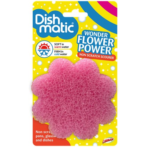 Dishmatic Wonder Flower Power Scrub Scourer Pink or Blue For Cleaning ...