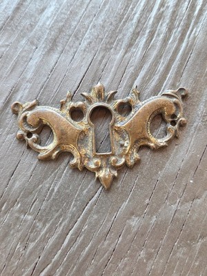 Antique Brass Skeleton Key Hole Cover Escutcheon Hardware / Decorative ...