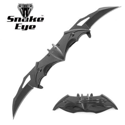 Double blade Batman knife silver or black color blades spring assisted ...