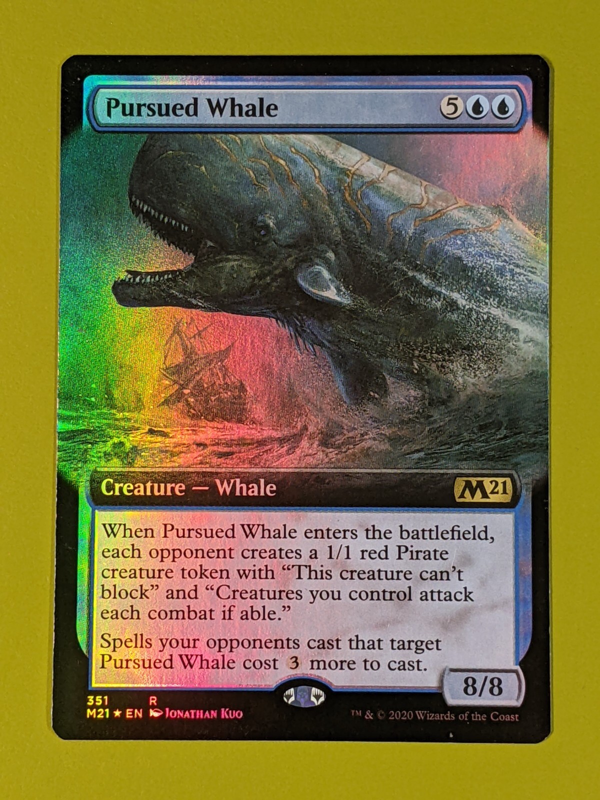 FOIL EXTENDED ART Pursued Whale x1 Core Set 2021 M21 1x MTG Magic the ...