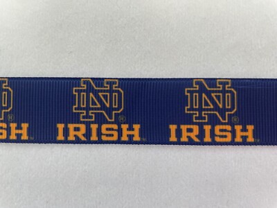 Notre Dame navy blue dark yellow Irish Grosgrain ribbon BTY 5/8" 7/8 ...