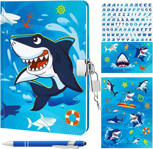Kids Diary Set for Boys Shark Journal Kit - Kids Luminous Journal with ...