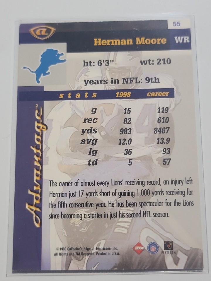 HERMAN MOORE 1999 Edge Advantage #55. LIONS | eBay