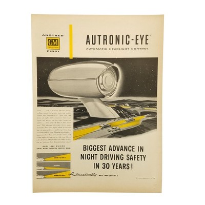 1954 GM Autronic Eye Vintage Print Ad Biggest Advance In Night Driving ...