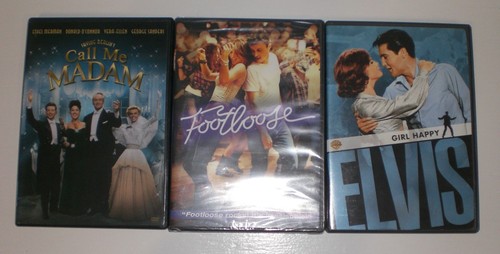 lot of 3 dvds - 1953 Call Me Madam, 2011 Footloose, 1965 Girl Happy ...