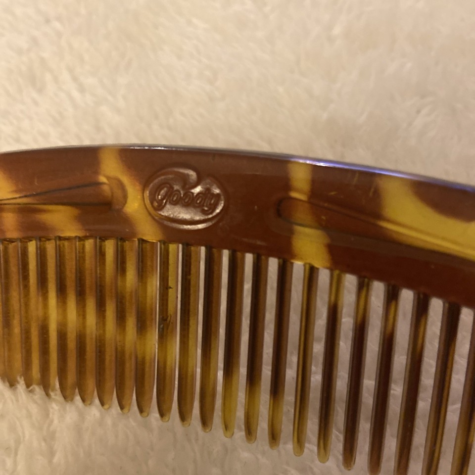 Vintage Goody Comb Mock Tortoise Shell Animal Print 8” Wide Teeth Brown ...