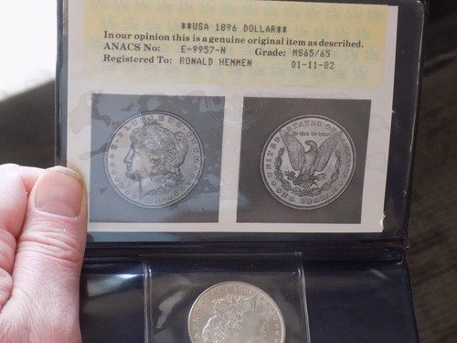 MORGAN SILVER DOLLAR 1896 ANACS MS 65 OLD PHOT GRADE VERY RARE PQ UNDER ...