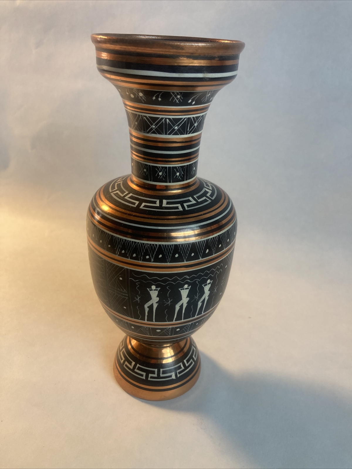 Vintage Hand Painted Copper Vase 7 In Tall. Made In Greece | eBay