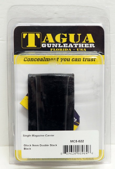 Tagua Mc5-022 Single Black Leather Pistol Mag Carrier Glock 9mm Double ...