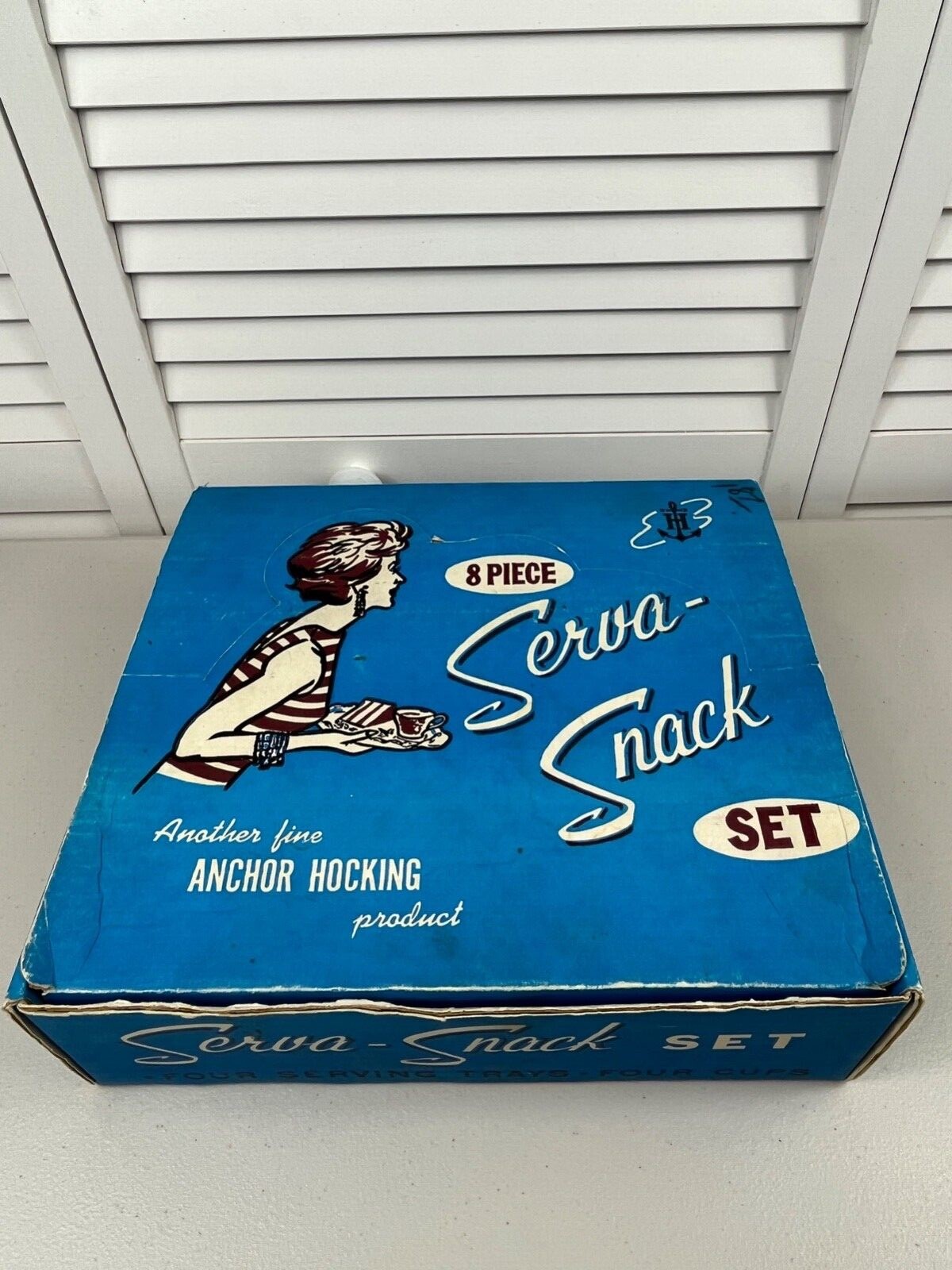 Classic vintage Anchor Hocking 8 pc Serva-Snack Set - perfect condition ...