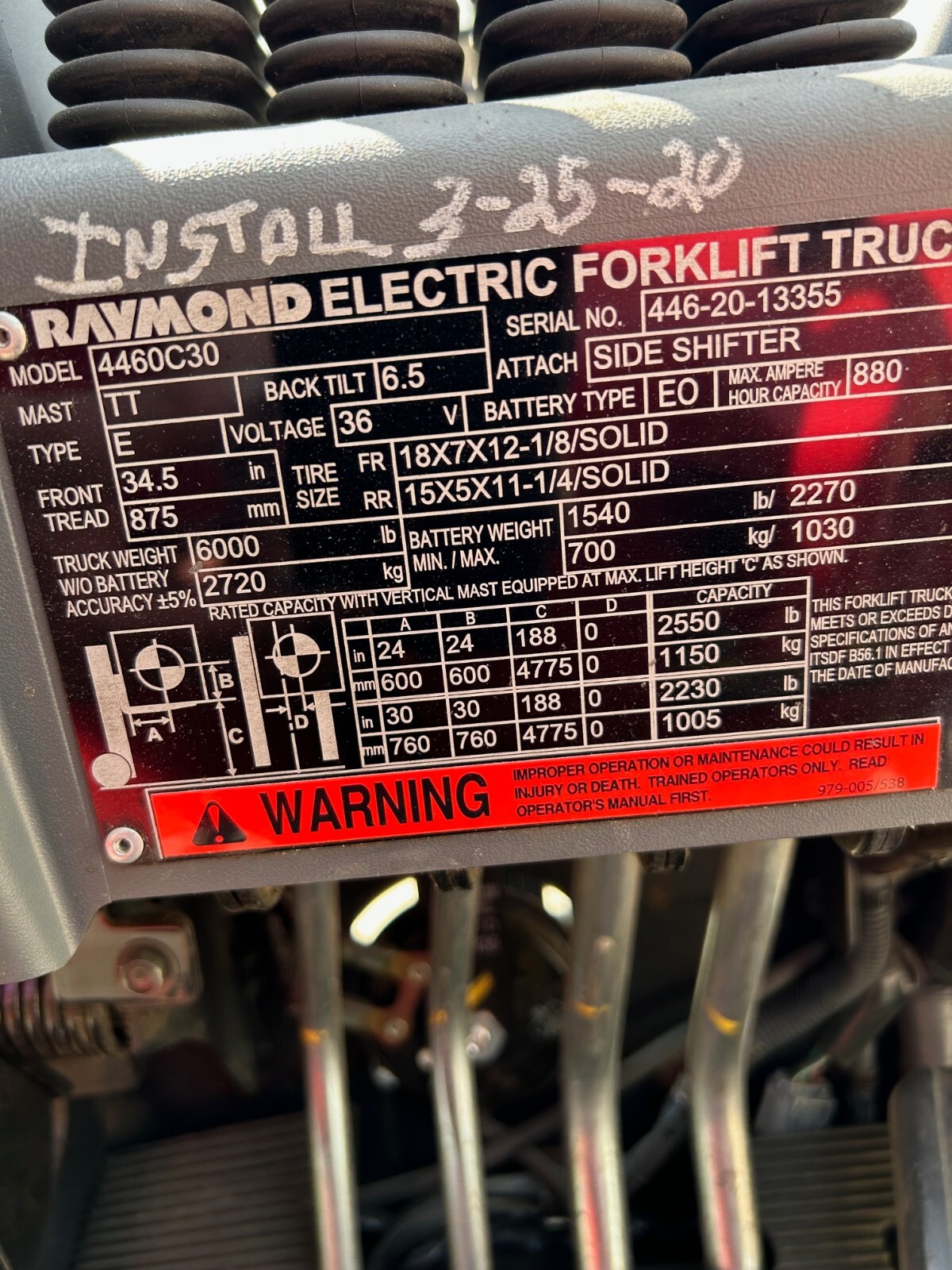 2020 Raymond 4460-30 3000 lb Cap. Electric Forklift 3 Stage Mast. ONLY ...