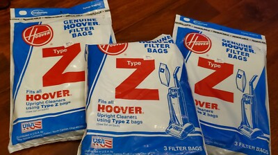 9 Bags/ 3 PKGS Genuine Hoover Type Z #4010075z Made In USA New In Bag ...