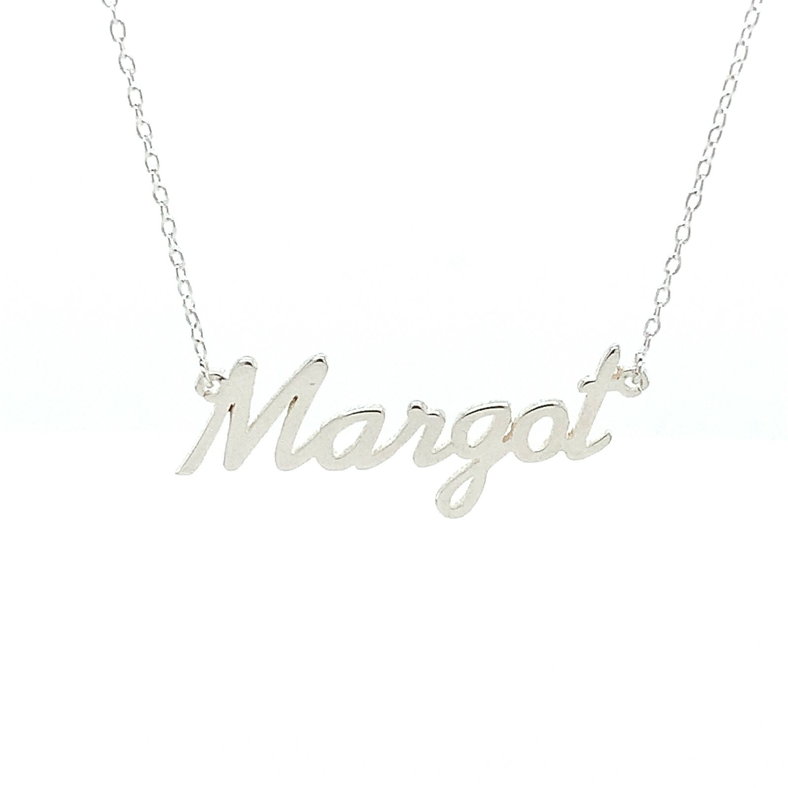 Margot Name Plate Necklace Pendent Sterling Silver female Personalized ...