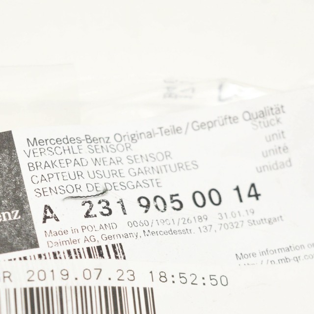 Mercedes-Benz SL R231 Front Brake Pad Wear Sensor A2319050014 Genuine ...