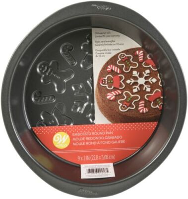 Wilton Decorating CHRISTMAS EMBOSSED ROUND PAN ( 2 ) 9" x 2" ONE PRICE ...