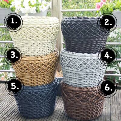 Outdoor patio decor, Pot holders, 12 liters, Tall round basket, Rattan ...