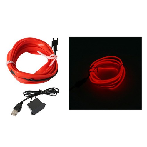 Red Car Neon Wire Light USB Powered Ambience Car Interior LED Strip ...