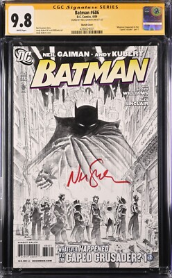 BATMAN 686 B&W SKETCH VARIANT CGC 9.8 SS SIGNED NEIL GAIMAN RETAILER ...