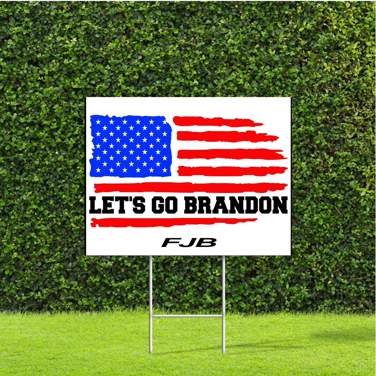 Let's Go Brandon US Flag FJB Political Red White & Blue Yard Sign w H ...