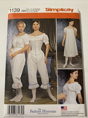 NEW Simplicity Pattern 1139 Costume Civil War Undergarments Misses Size ...