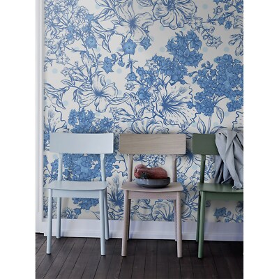Removable wallpaper Summer bouquet Blue floral self adhesive art | eBay
