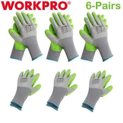 WORKPRO 6 Pairs Garden Gloves Work Gloves Eco Latex Palm Coated Working Gloves L | eBay